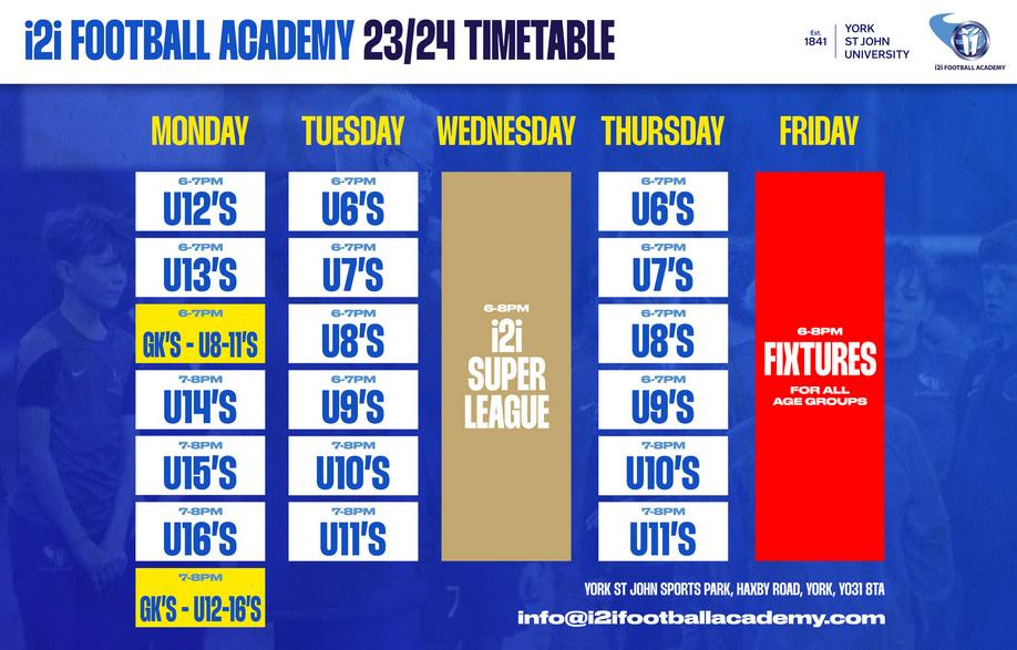 Timetable – i2i Football Academy