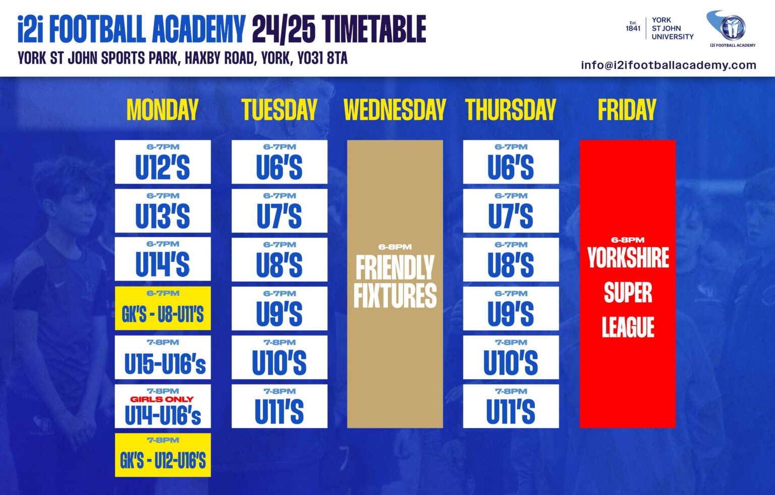 Timetable – i2i Football Academy
